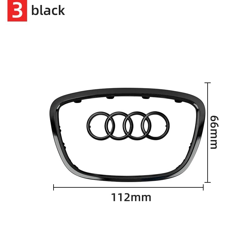 Автомобильный руль, центр, эмблема, логотип, наклейка для AUDI, отделка рамки, значок, декоративное кольцо, автоаксессуары Q5 Q3 Q7 A3 A4 A6 S3, 3-Black