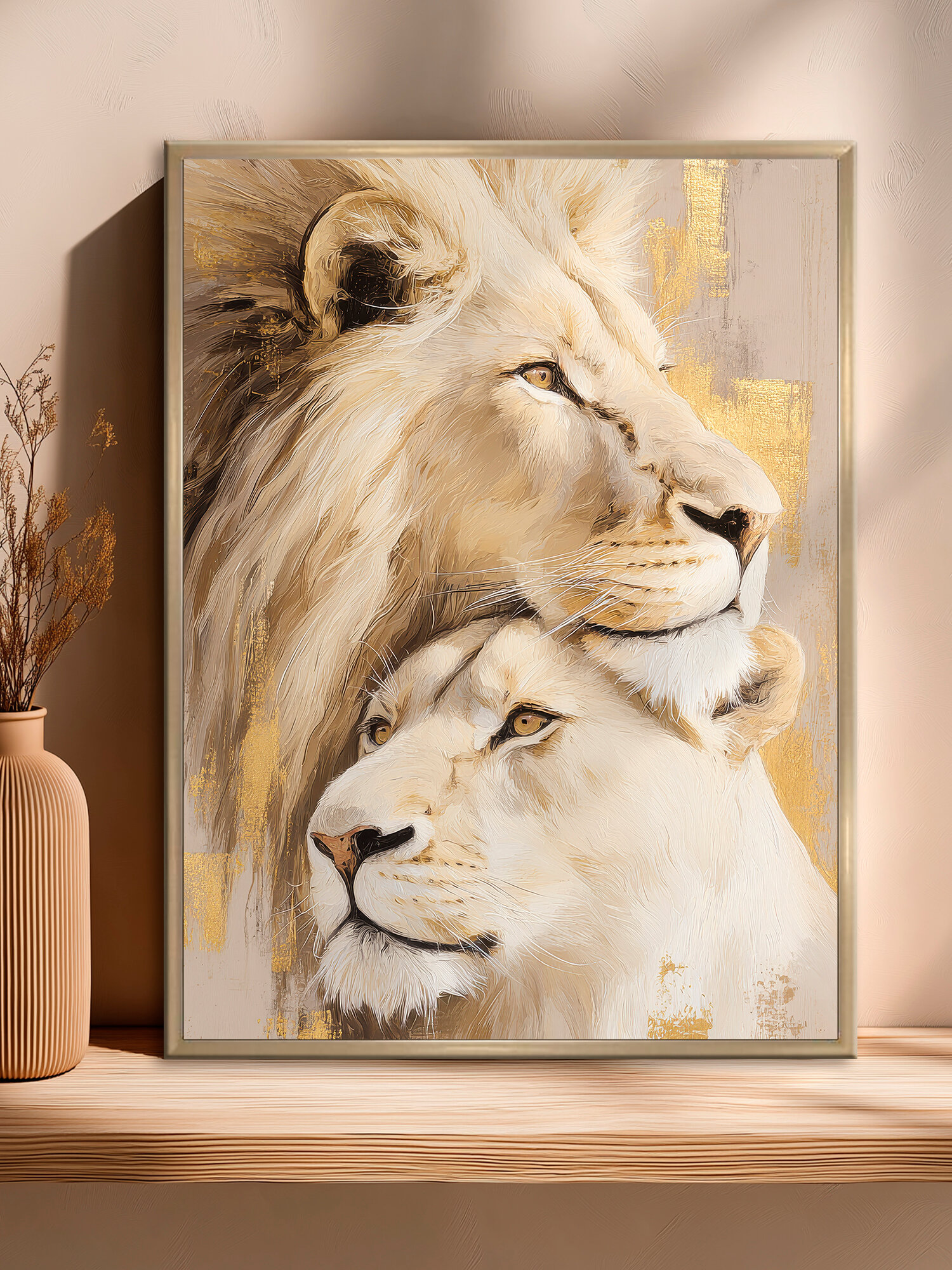 Картина "львиное сердце 1" 40х50 см - интерьерная картина в раме, вертикальная, на бумаге, на стену, Арт Хаус