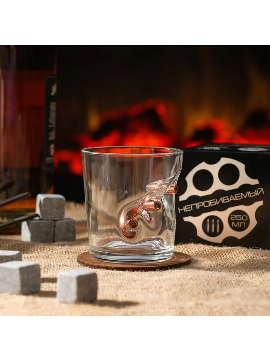 Прочный стакан для виски с 3 пулями