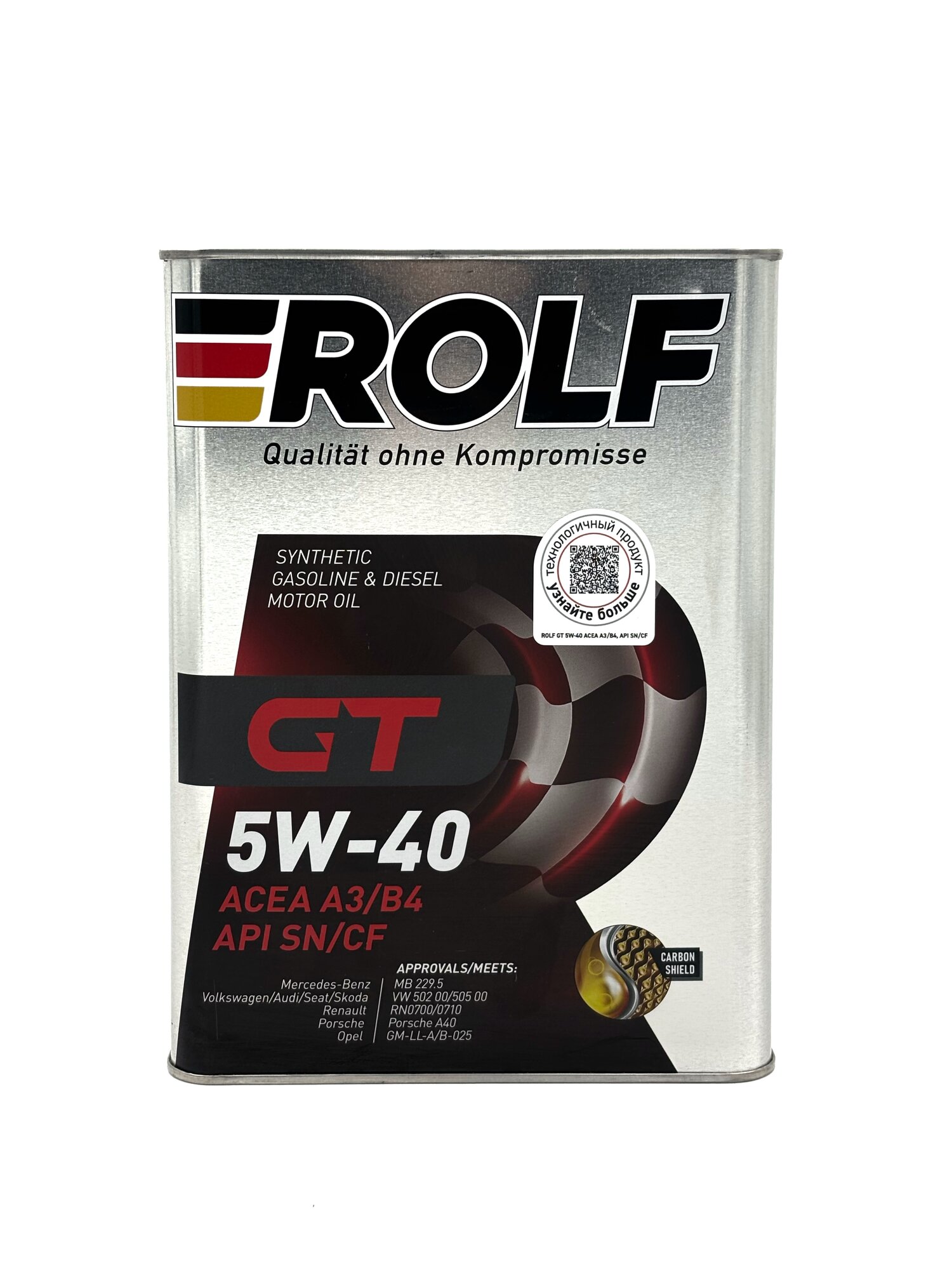 Масло моторное Rolf GT 5w-40 A3/B4 SN/CF, 4 литра , синтетическое