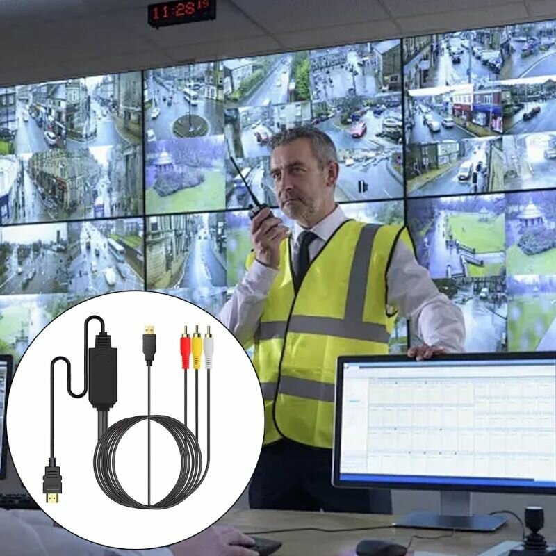 Кабель-адаптер для преобразования видео и аудио AV 3RCA в HDMI