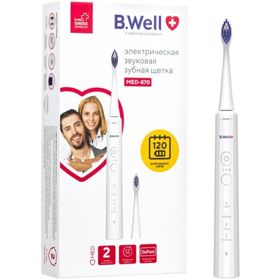 Зубная щётка электрическая B.well MED-870, белая