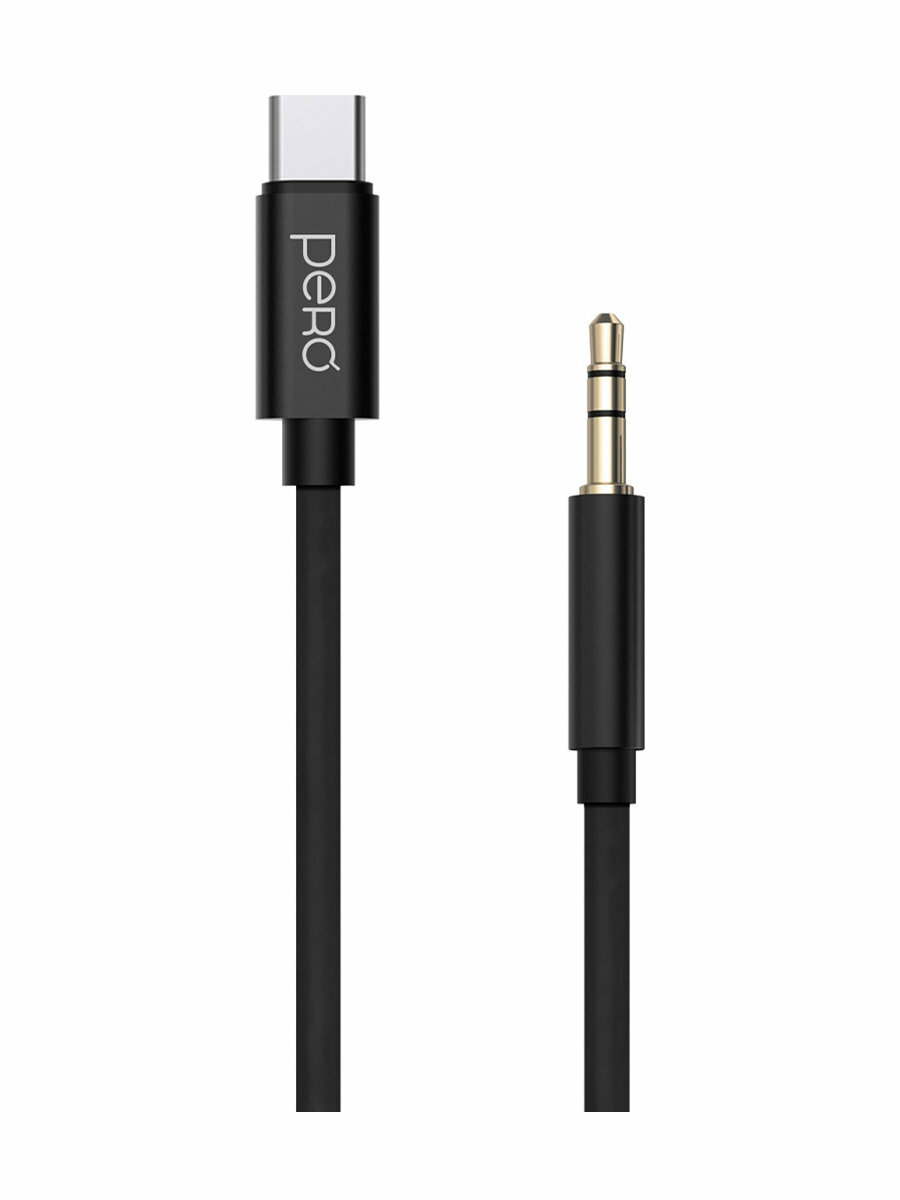 Кабель Pero MC-02, USB-C, mini jack 3,5 mm, длина 1 м, черный
