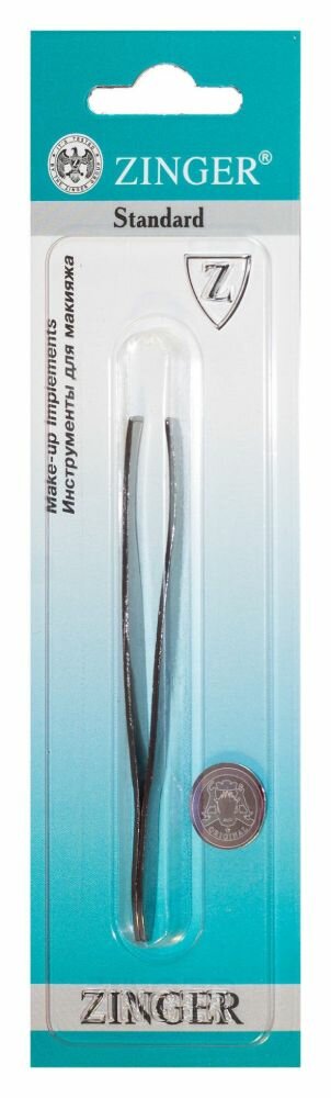 Пинцет для бровей прямой Zinger TA-13, чёрный