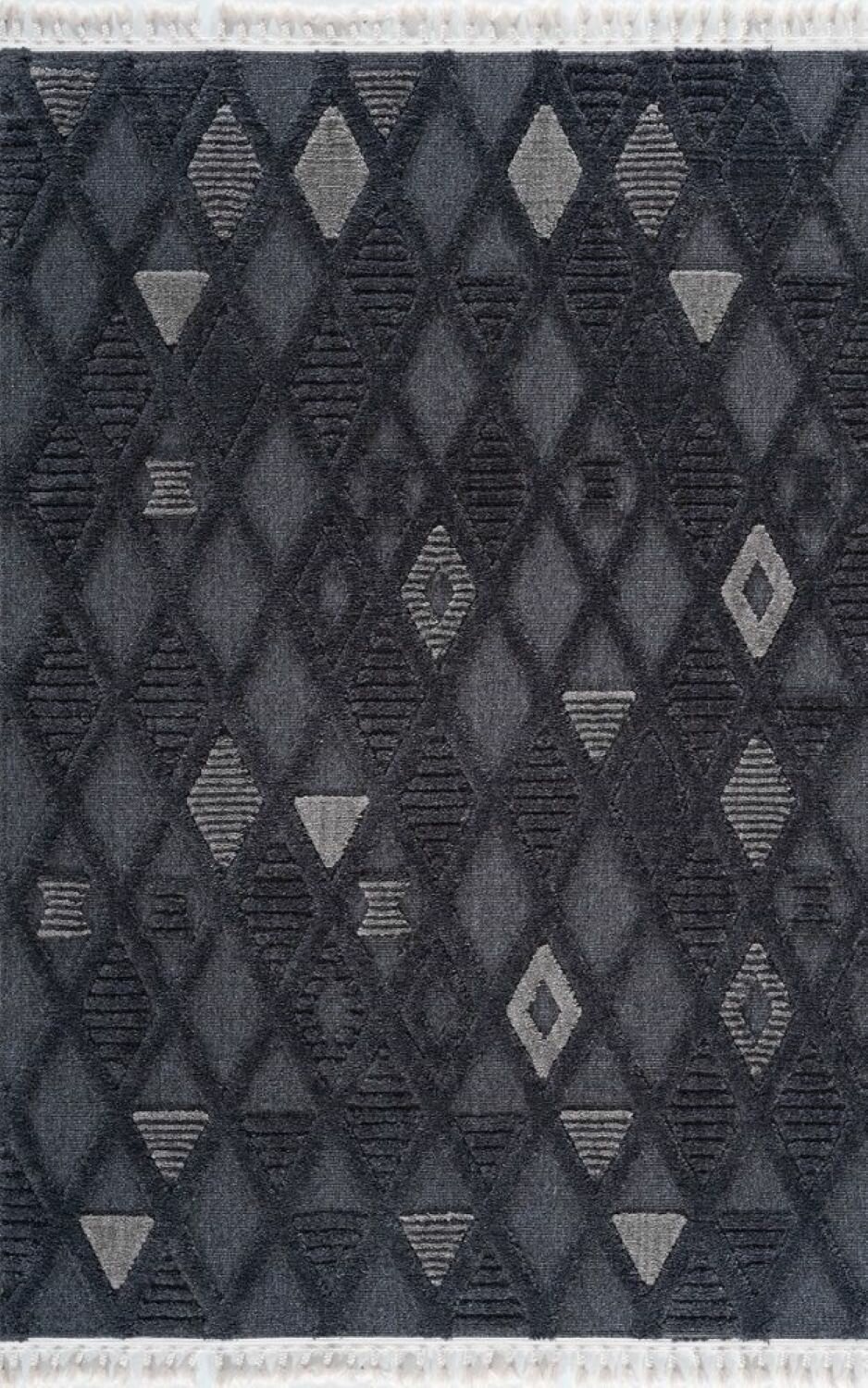 Ковер тканый с двухуровневым ворсом Bilbao BL16 80х150 см, полиэстер, темно-серый