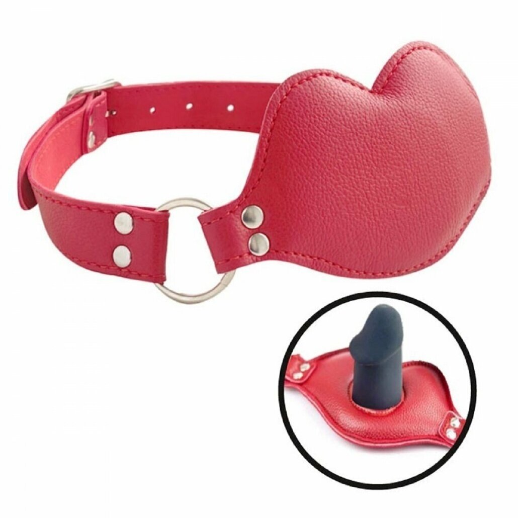 Кляп фаллической формы, красный, универсальный размер, для БДСМ игр