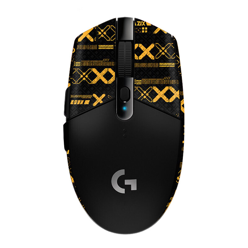 Мышь Logitech G304 Black+White Print, с антискользящими наклейками