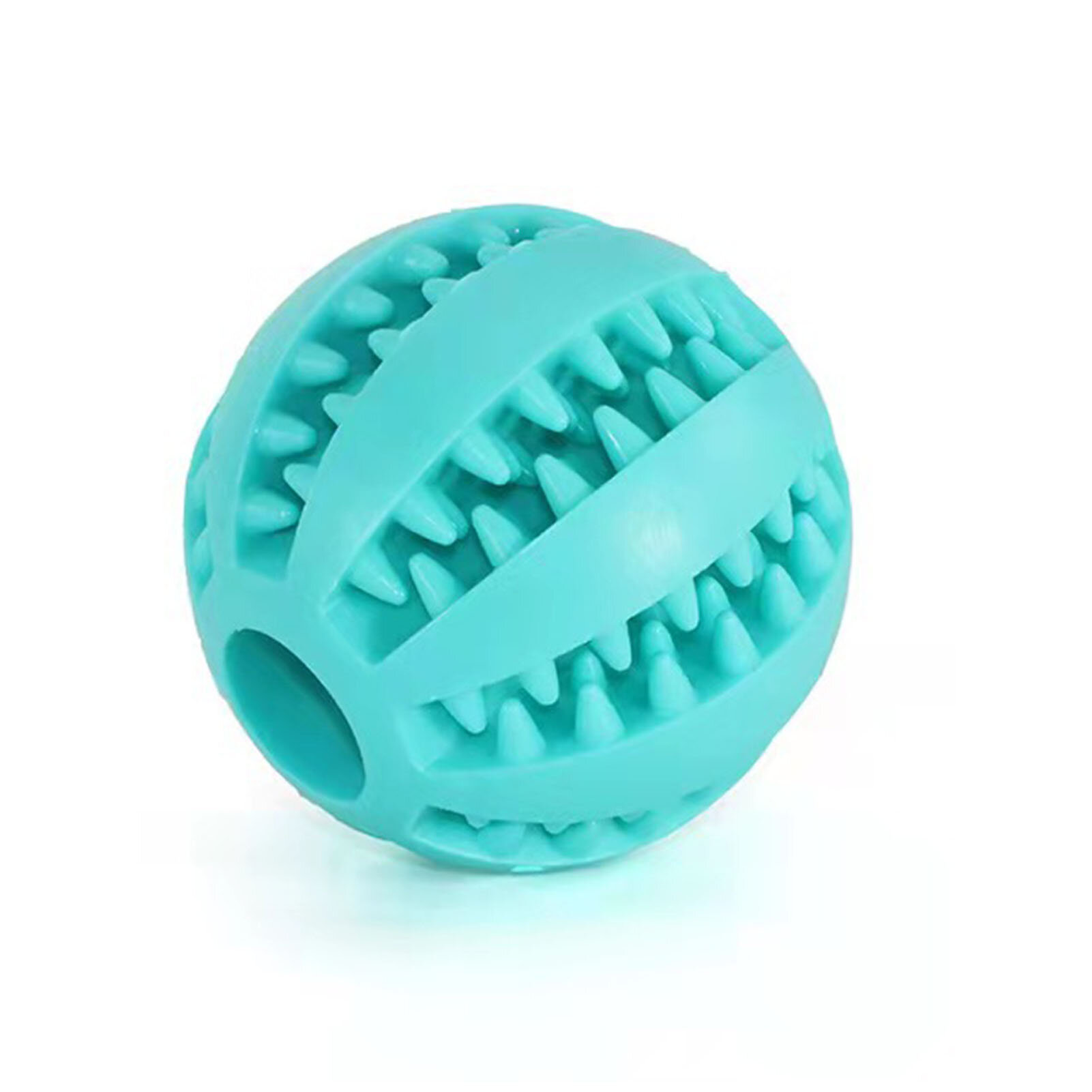 Dog Treat Toy Ball Teeth Cleaning Food Dispensing Interactive Silicone Chew Toys for Pets Light Blue
