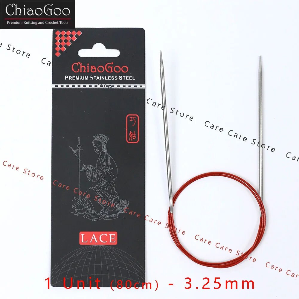 Круговые спицы ChiaoGoo 80 см из нержавеющей стали 80cm 1Piece 3.25mm
