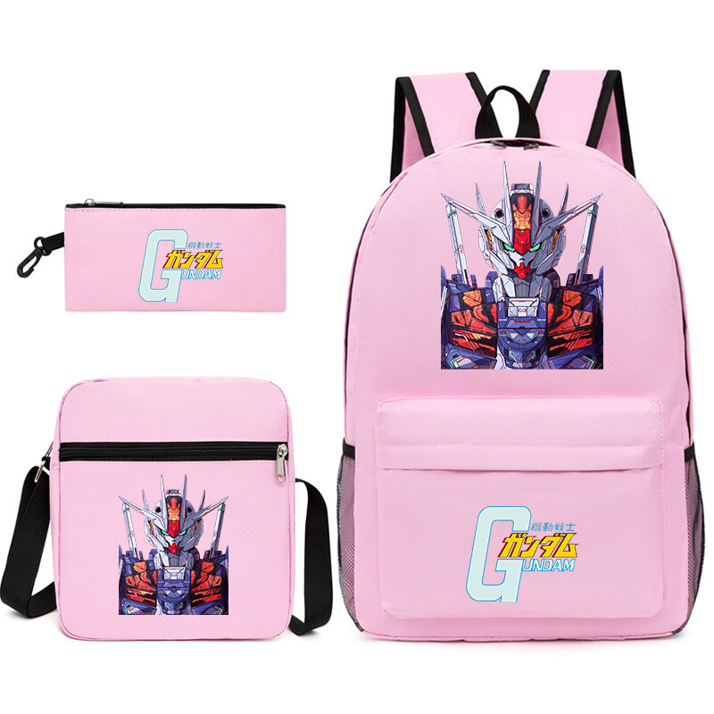 Мобильный костюм Gundam Мобильный костюм Gundam, школьная сумка из трех предметов, повседневный рюкзак для мужчин и женщин, студенческий принт