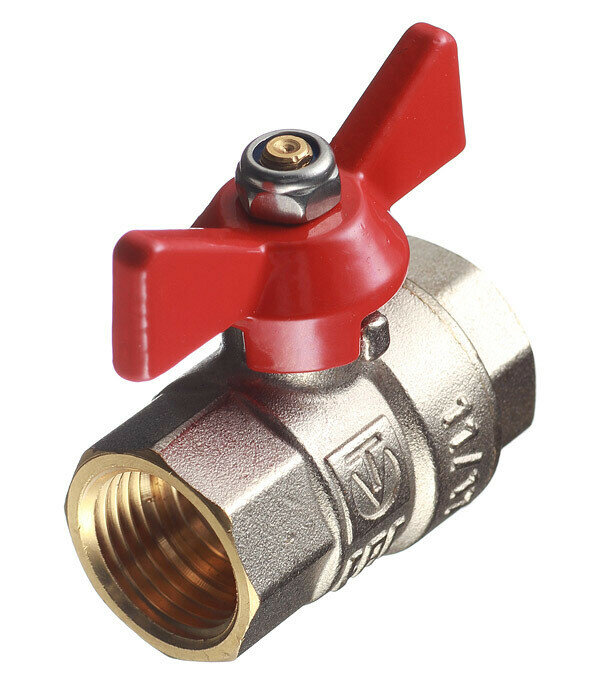 Кран шаровой латунный Valtec Base 1/2 ВРг х 1/2 ВРг бабочка прямой VT.217. N.04