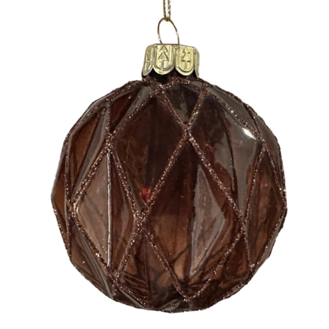 Шар елочный новогодний декоративный MAXIJOY, 80 мм, стекло, коричневый