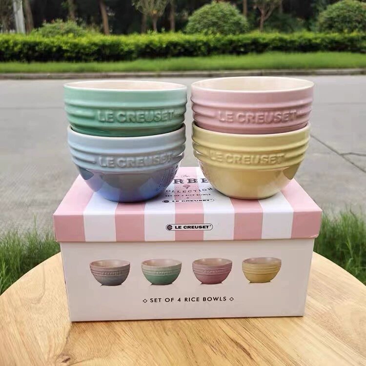 Le Creuset Макарон Серия 10 см Десертная Чаша Набор из 4 Французский Стонeware Керамика