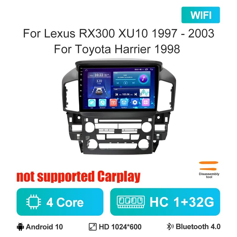 Автомобильный радиоприемник Android, мультимедийный автоплеер, навигационный карпальный экран для Lexus RX300 XU10 1997-2003/для Toyota Harrier 1998 HC 1 32 NO carplay