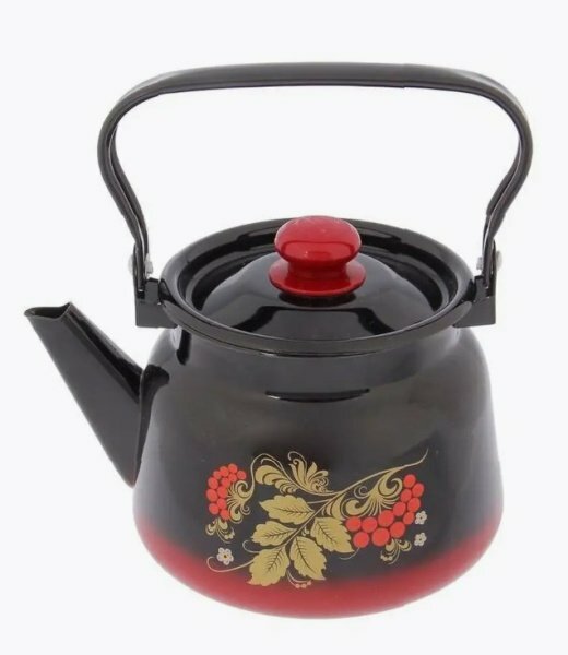 Чайник сталь, эмалированное покрытие, 2.3 л, ручка металлическая, Сибирские товары, красно-черный, С2714.38x2714.8