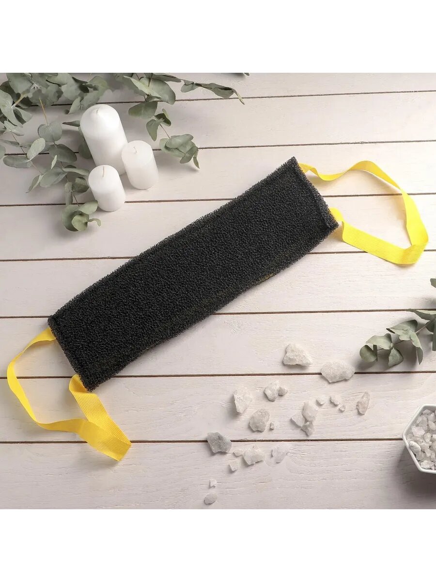 Губка для тела жёсткая «Чёрное золото», 37×12 см, цвет микс