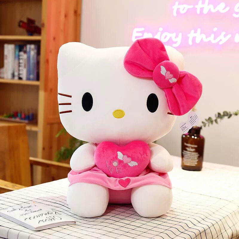 Плюшевая игрушка Hello Kitty, кукла-подушка в виде кошки, подарок на день рождения для детей Розовая Hello Kitty с