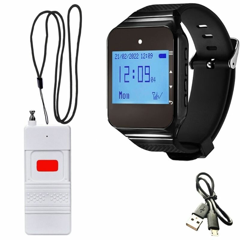 Портативный беспроводной пейджер для ресторана, часы-приемник, система вызова официанта с пультом дистанционного управления для сиделок