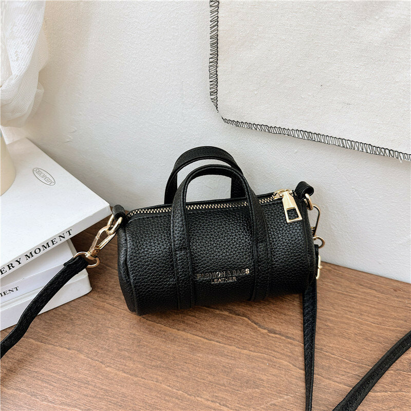 Винтажная мягкая кожаная детская сумочка, дышащая и стильная для повседневных нарядов, черная