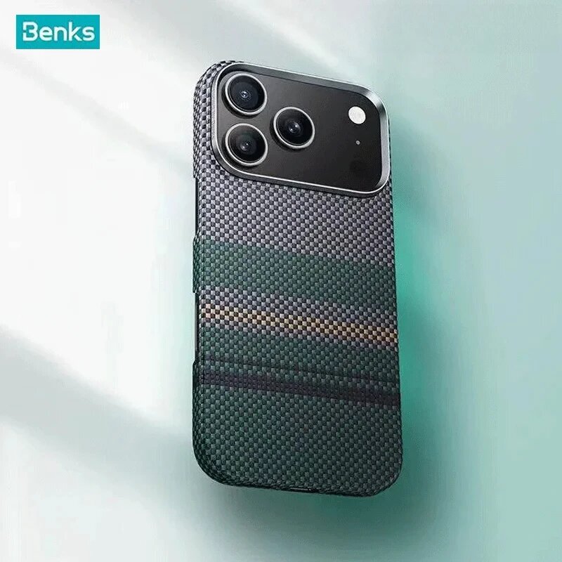 Чехол для телефона Benks Kevlar для iPhone 17 Pro Max из углеродного волокна, задняя магнитная крышка с беспроводной зарядкой для iPhone 17 Pro iPhone 17 Pro Max
