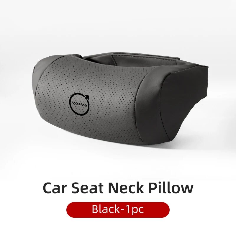Подголовник автомобильного сиденья, подушка, кожаная защита для головы и шеи для Volvo XC60 black