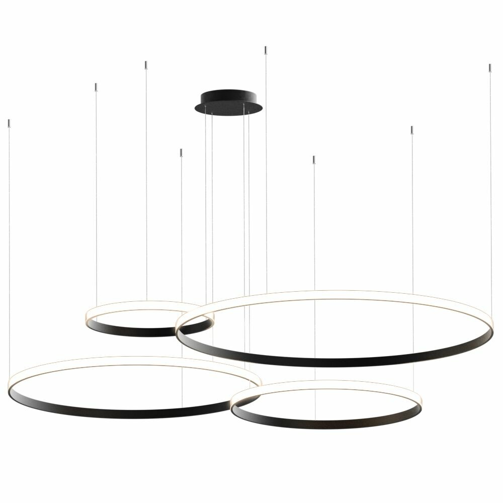 Подвесная светодиодная люстра Ring Horizontal кольца 40 60 80 100 см 140Вт 6500K свет наружу черный