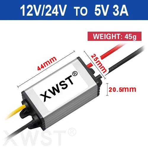 XWST DC-DC понижающий преобразователь 12/24В в 5В 1-40А 3A Aluminum S