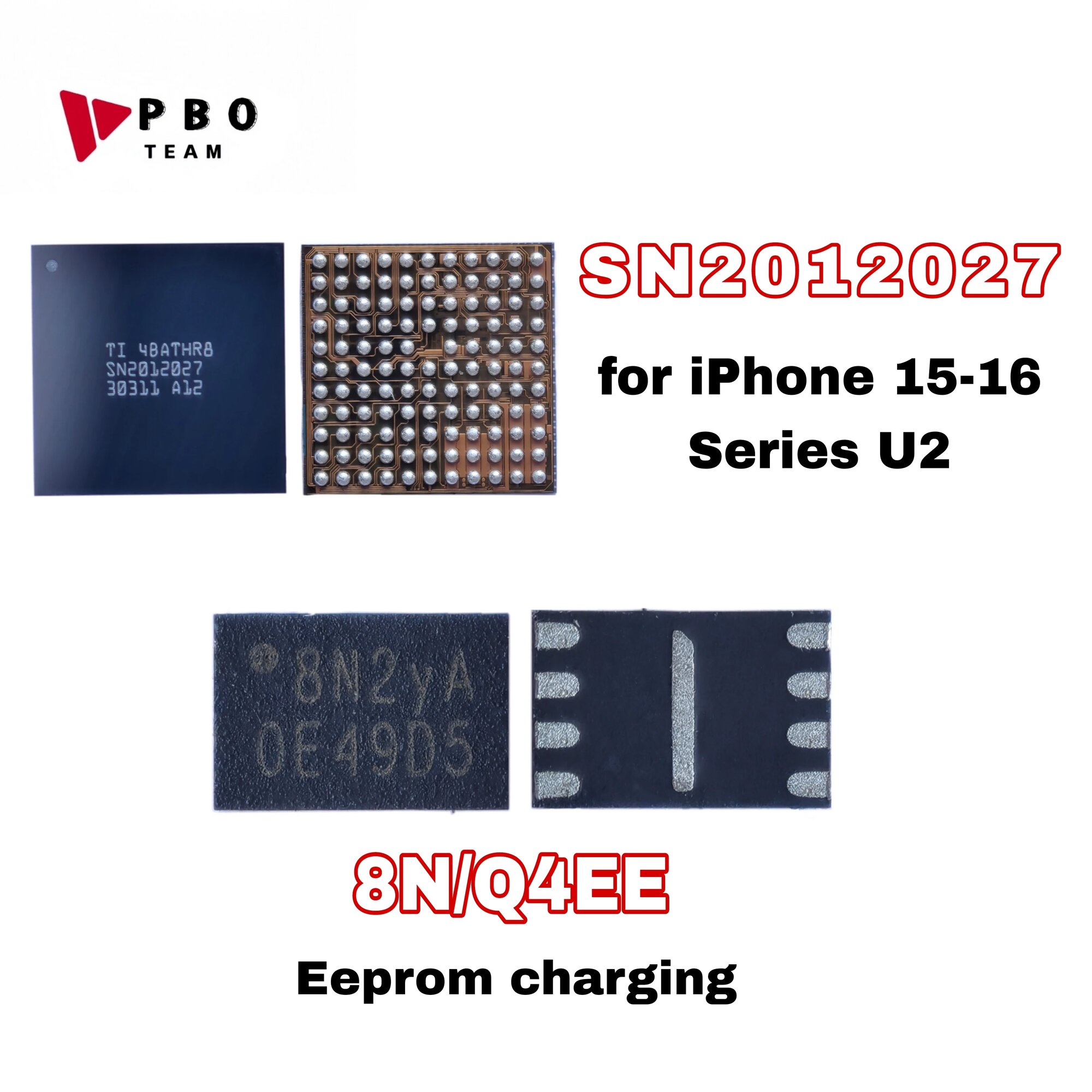 1/3/10 шт. U2 SN2012027 +8N (Q4EE) набор микросхем для зарядки Eeprom для iPhone 15 16 серии 15 Pro/Pro Max/Plus 16 Pro/Pro Max/Plus 10PCS 16Pro U2 8N