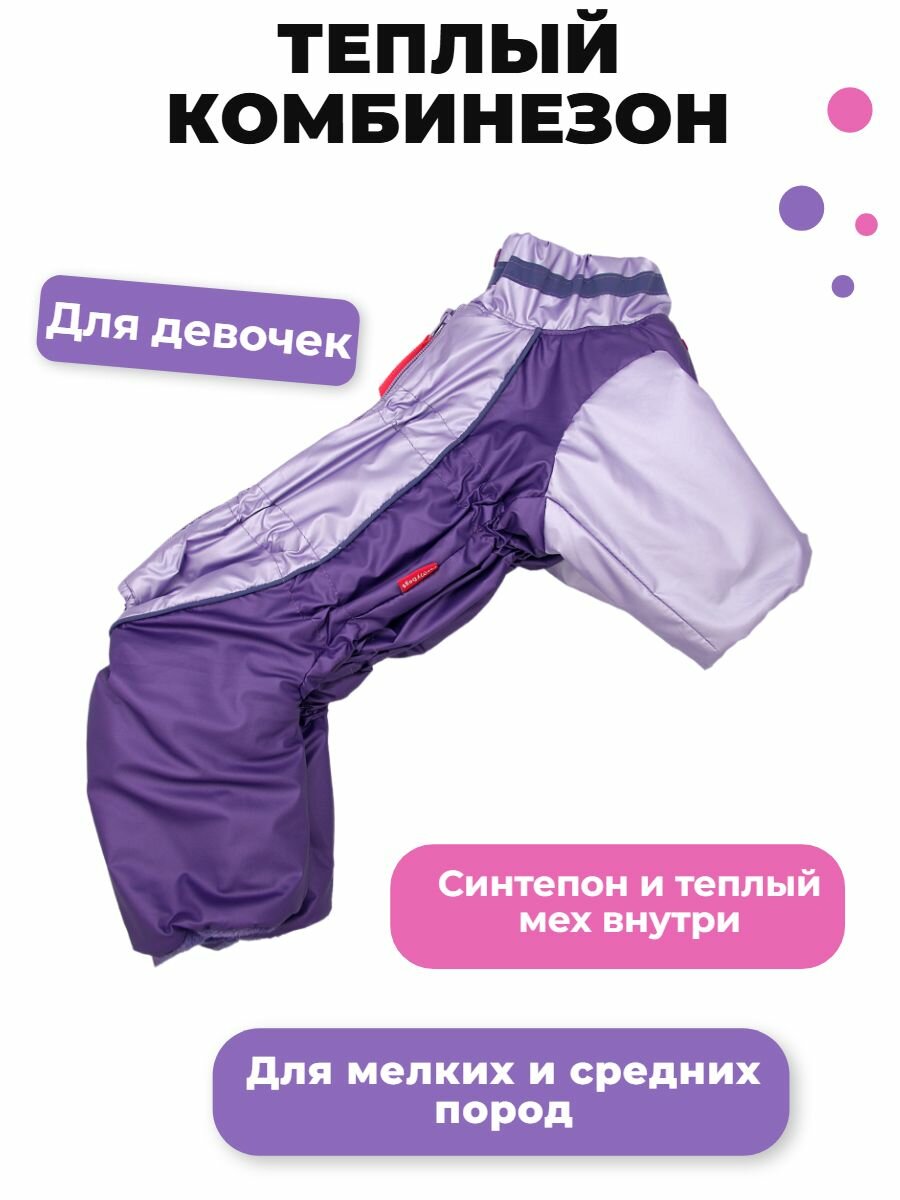 Утепленный зимний комбинезон для собак девочек мелких и средних пород на синтепоне