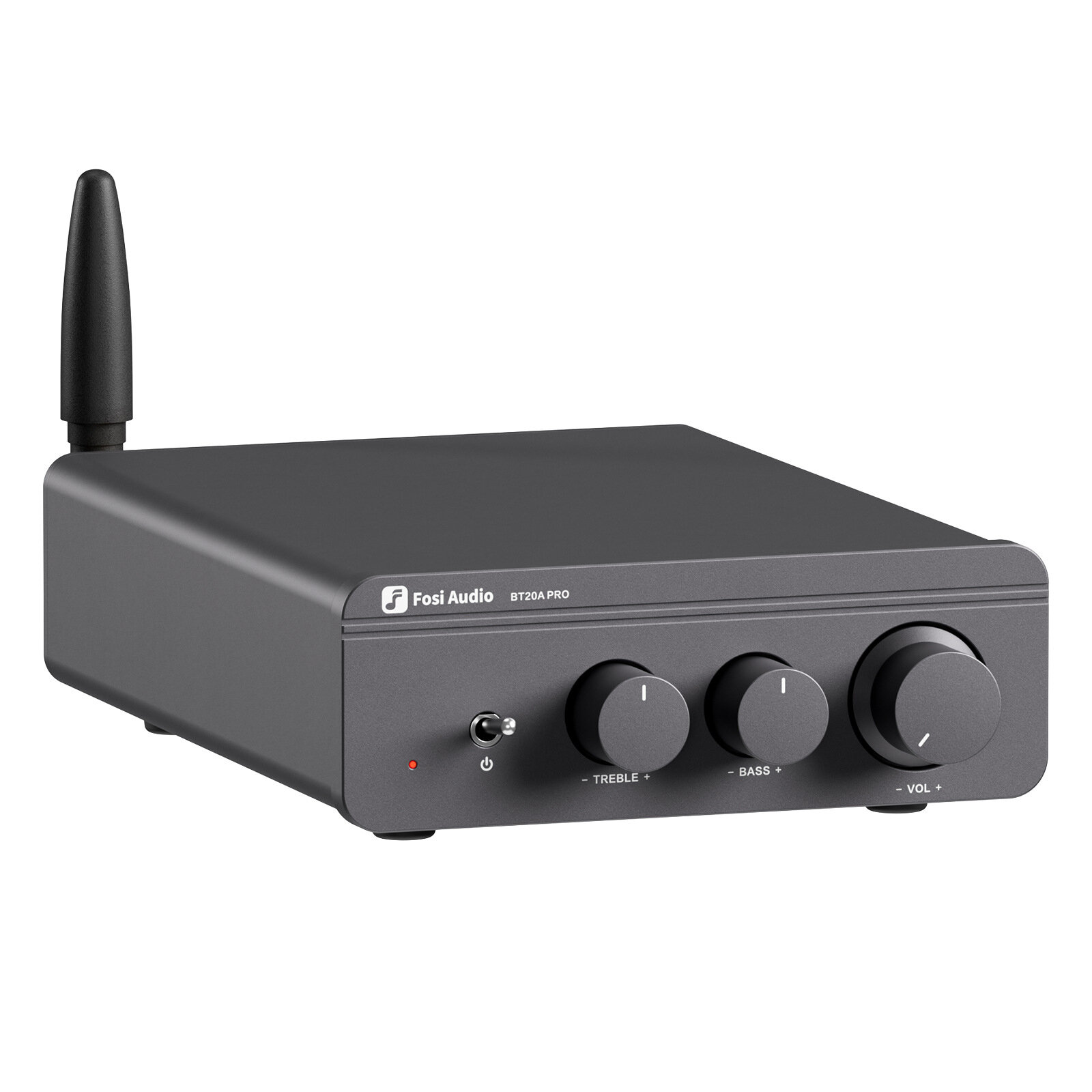 FosiAudio BT20APRO Усилитель BT 5.0 Двухканальный с регулировкой басса и требла RCA/BT 300Wx2 @4Ω SNR ≥108dB 2-8Ω TPA3255 32V 5A 48V 5A DC24V-48V 20Hz-20kHz 50Ft Синий Серый 30*25*7cm 1500g 1 Шт