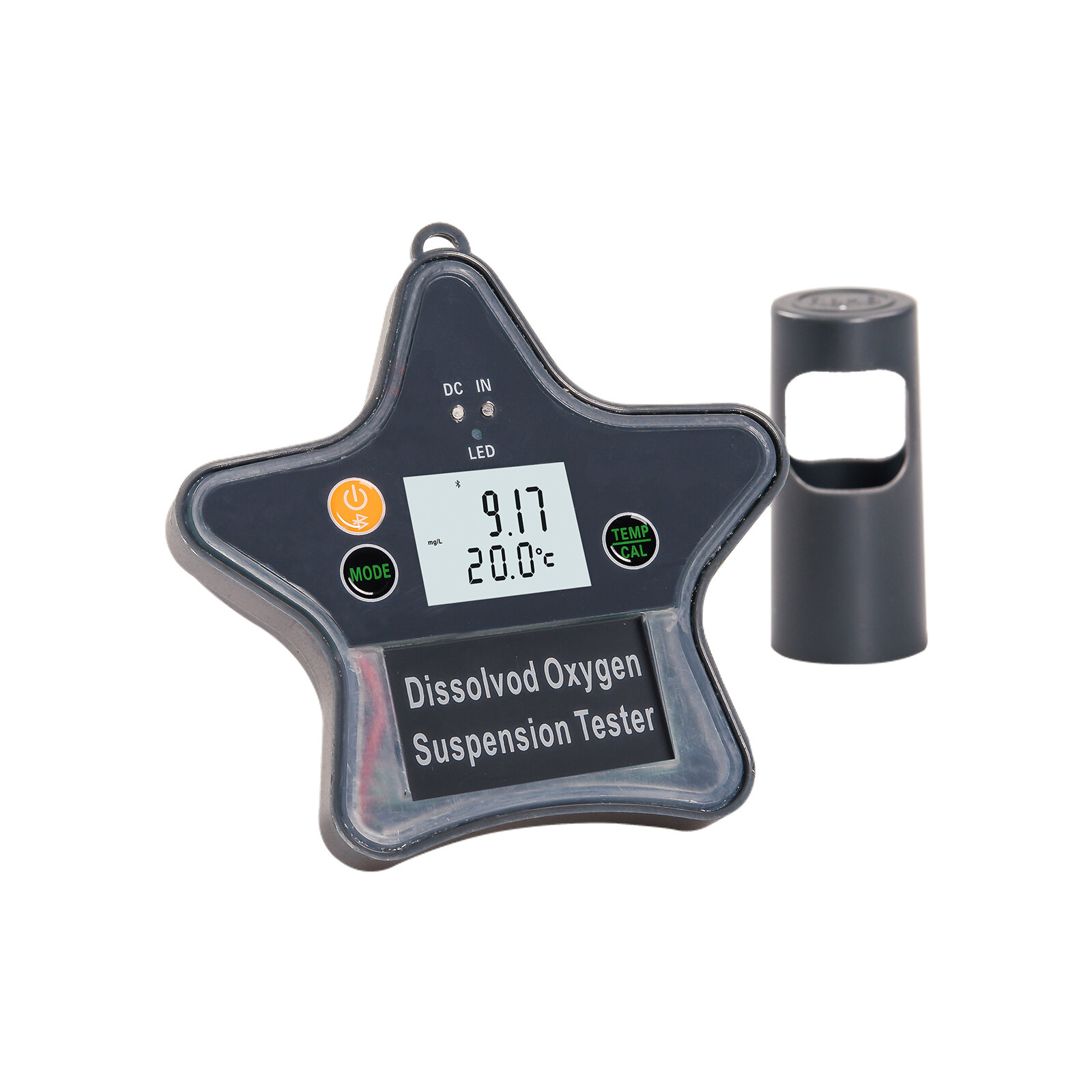 Дигитальный измеритель растворенного кислорода с дисплеем LED, автоматической температурной компенсацией и подключением к приложению для аквариумов и сточных вод, диапазон DO 0-199.9%/0-20мг/л, температура 0-50°C, разрешение DO 0.1%/0.01мг/л, точность DO