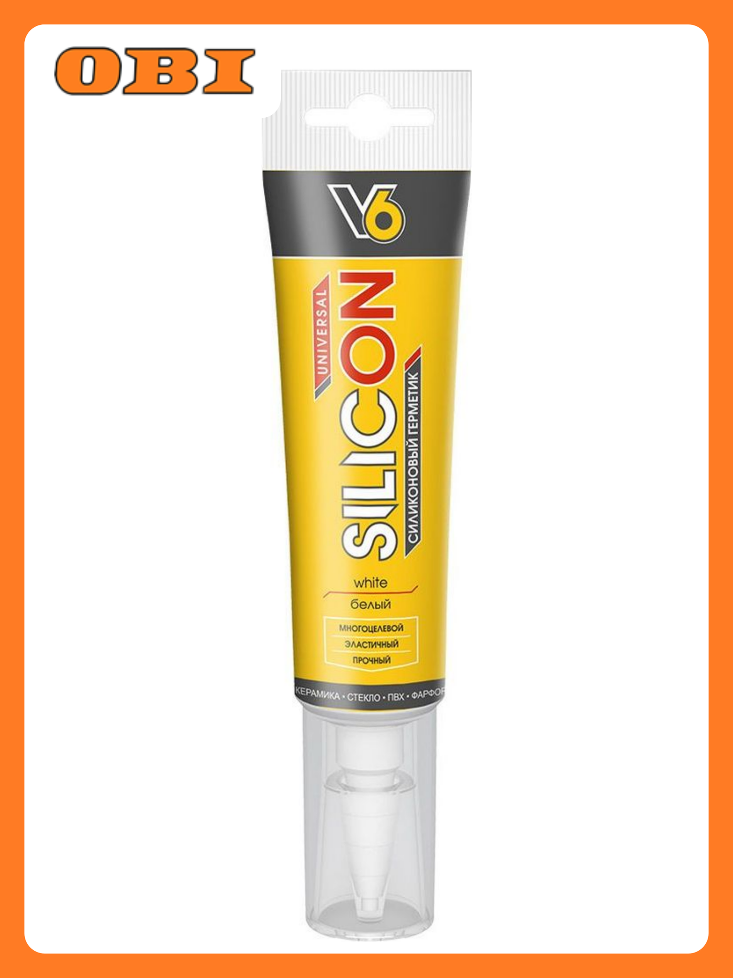 Герметик V6, силиконовый, белый, термостойкий, для окон, 80мл