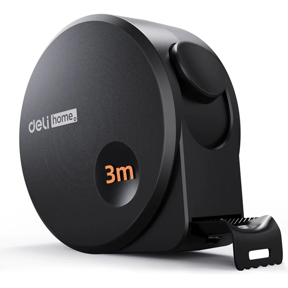 Рулетка DELI Home Series Black HT8316 3 м, 16 мм, эксклюзивный дизайн, корпус высококачественный Софт-тач пластик 104618