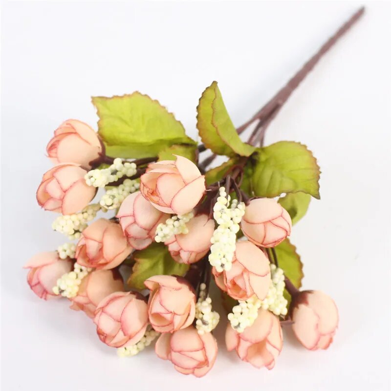 Искусственные розы шелк Анжела 15 шт Розовый, B Light pink