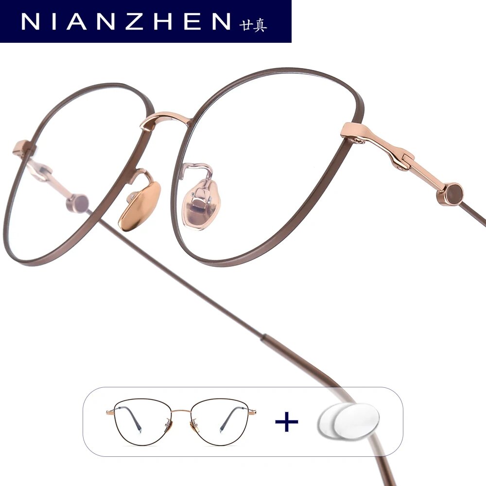 FONEX прогрессивные очки 101 Coffee Rose Gold, 1.61, Прогрессивный, Анти-синий луч