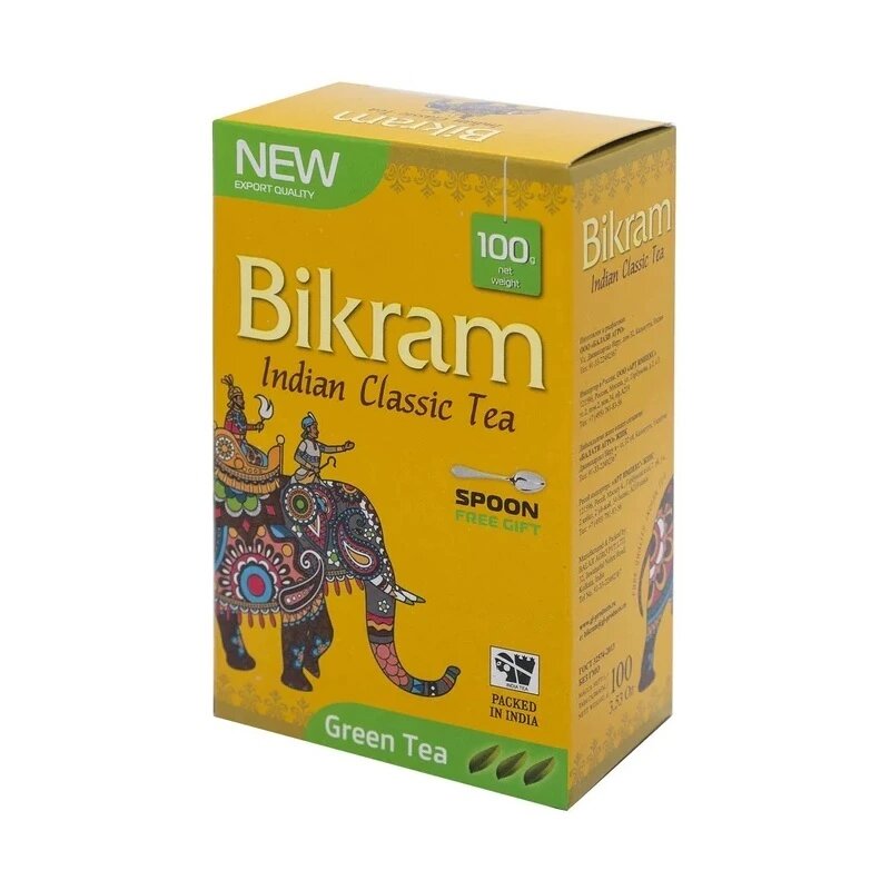 Чай зеленый крупнолистовой Bikram 100г ложка