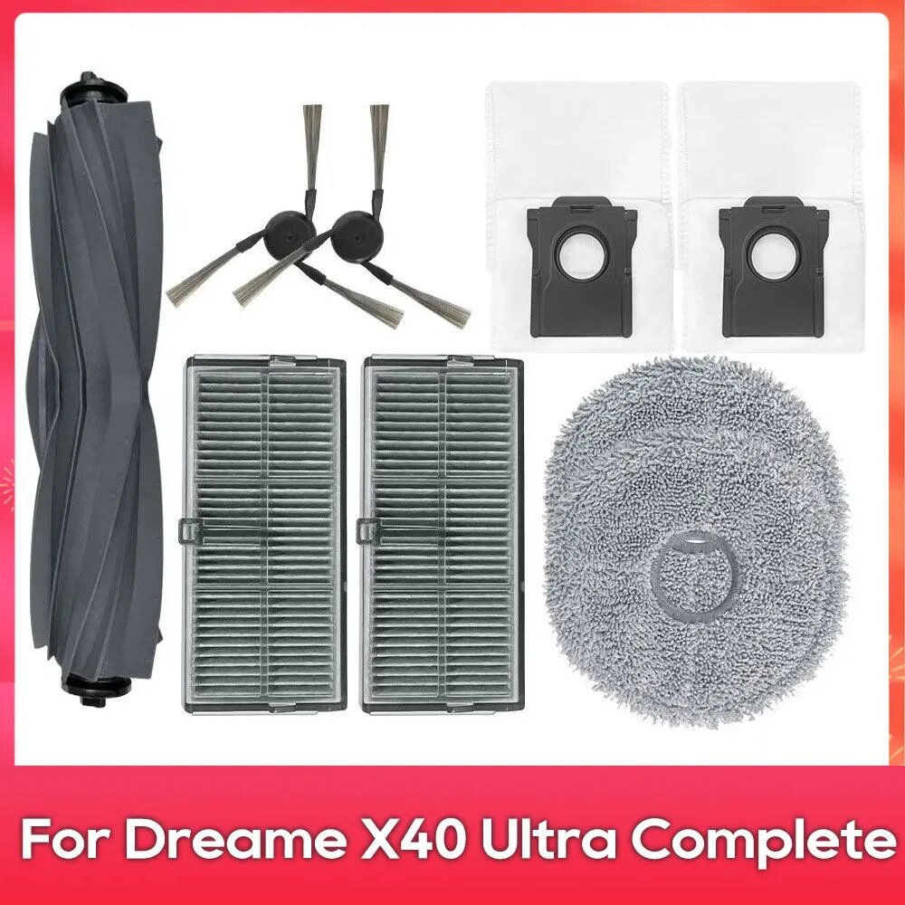 Совместимо с ( Dreame X40 Ultra Complete ) Аксессуары для робота-пылесоса: ролик, боковая щетка, фильтр, швабра, мешок для пыли