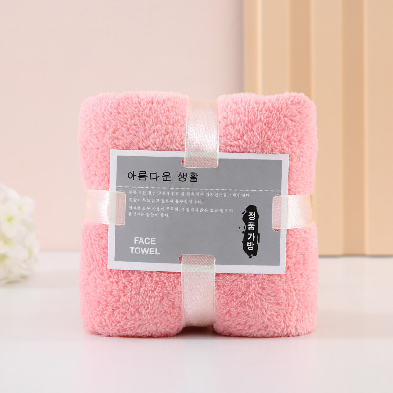 Оптовая продажа коралловых бархатных полотенец с картами Розовый_35*75