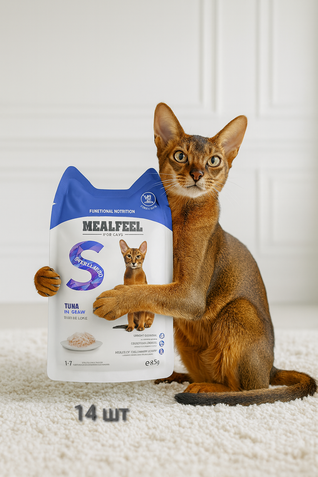 Mealfeel Sterilized Влажный корм (пауч) для стерилизованных кошек, тунец в соусе, 85 гр. 14 шт