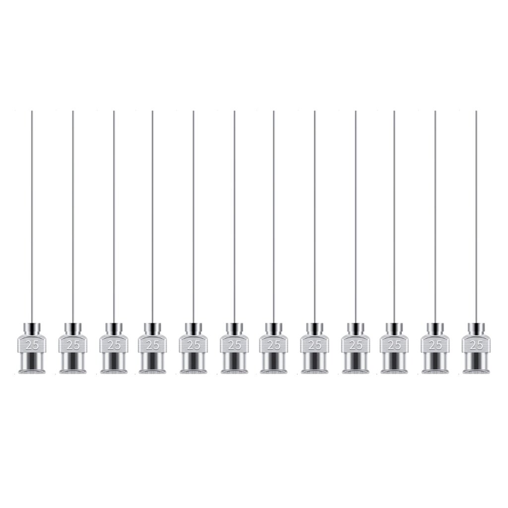 Упаковка из 12 точных дозирующих игл из нержавеющей стали длиной 50 мм для плавного и точного нанесения клея при выполнении сложных задач