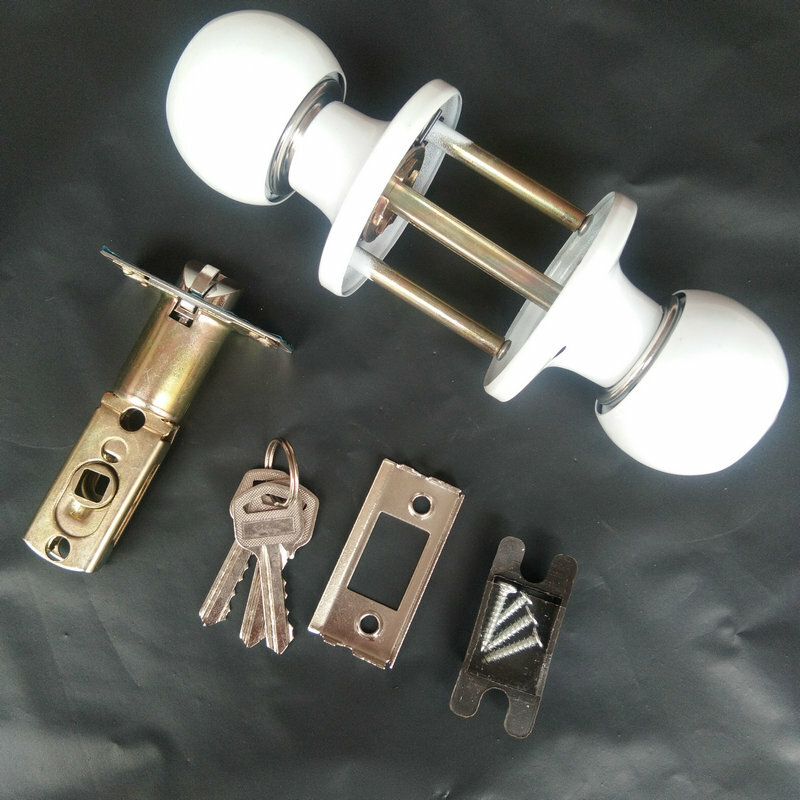 Белый сферический замок, трехрычажный замок, круглый замок, алюминиевый сплав, дверь, пластиковая стальная дверь, сферический замок для ванной, трехвставной замок, дверной замок