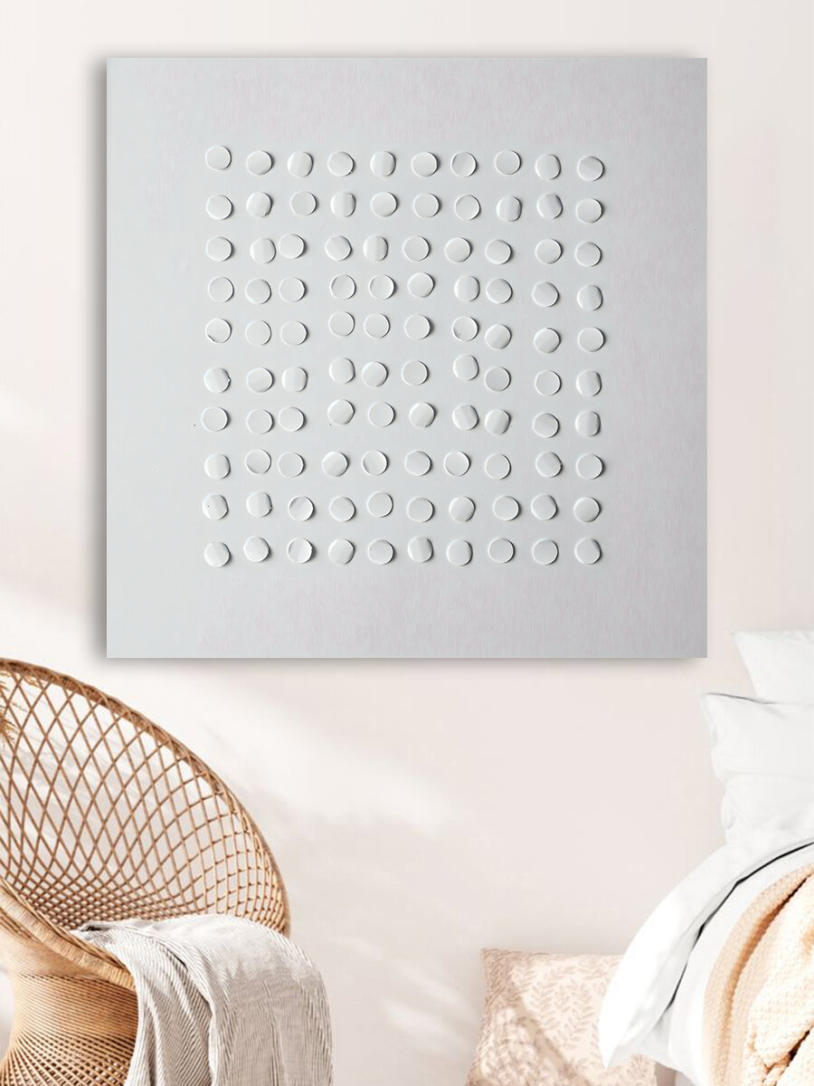 Картина интерьерная на стену - "Абстрактный минимализм с эффектом 3D, бетон, штукатурка (картина плоская печать на холсте)" , 70х70 см.