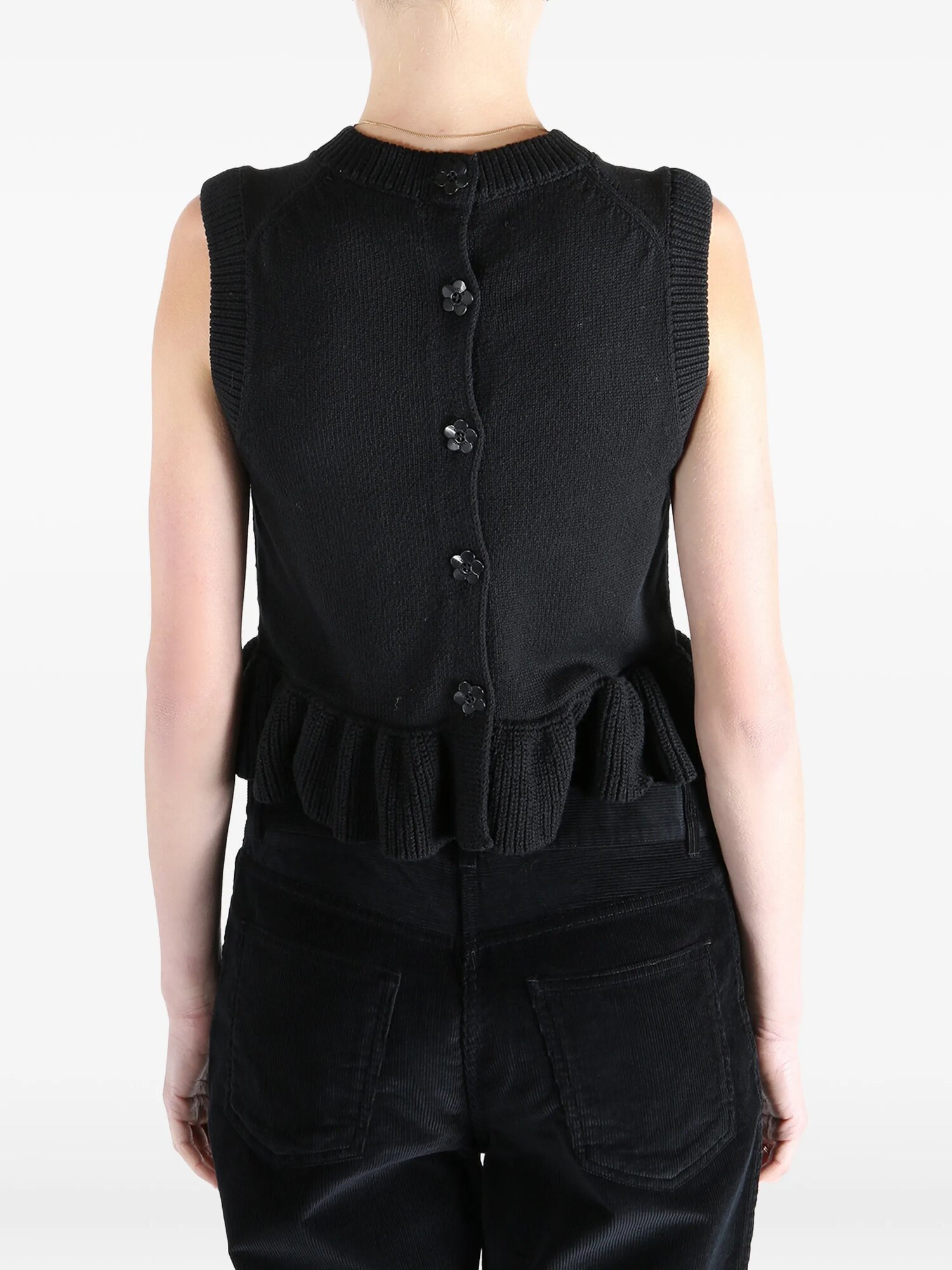 Топ Cecilie Bahnsen Ruffled sleeveless top, размер 42, black/black — фото 1