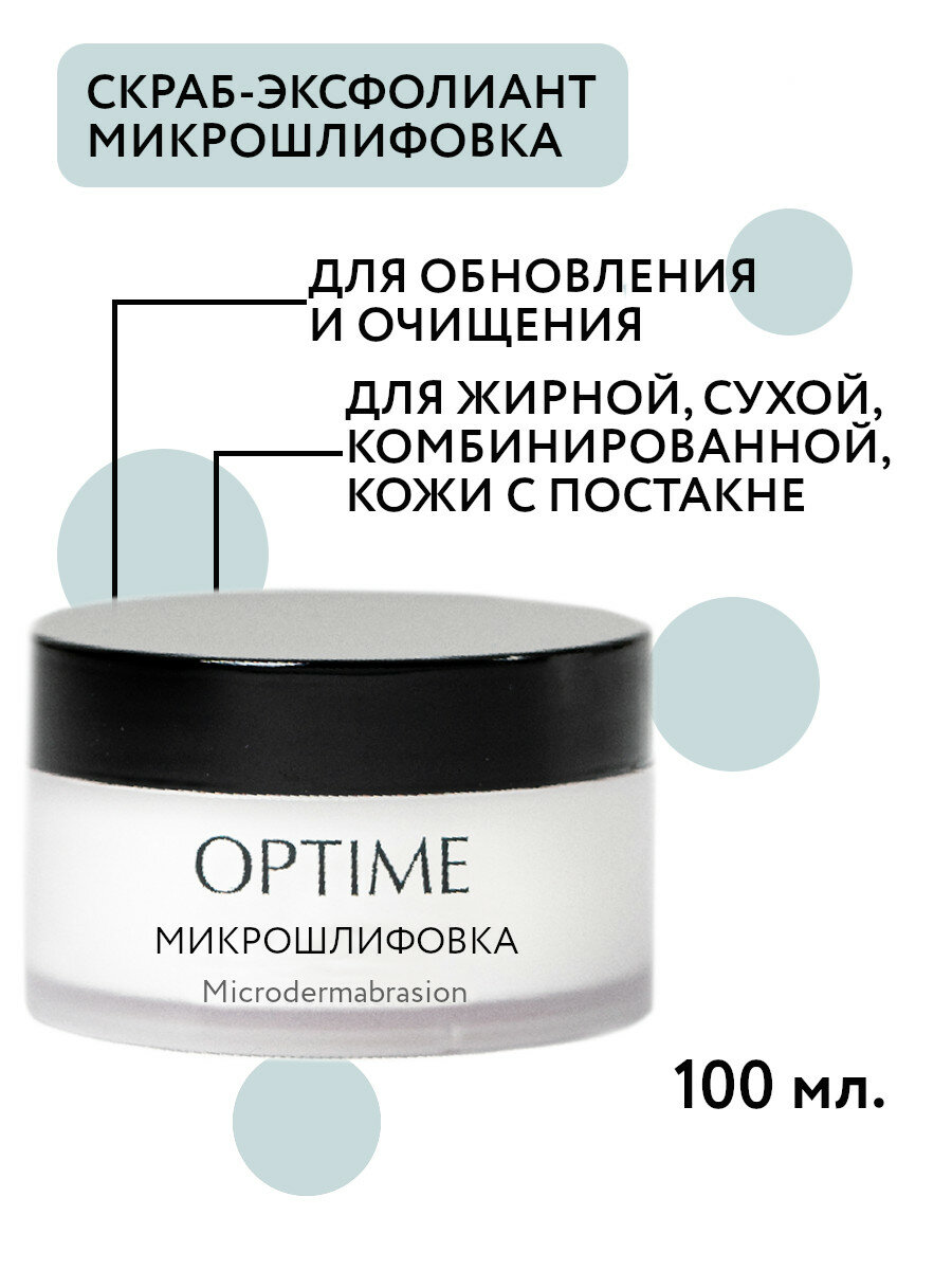 Скраб микрошлифовка для лица эксфолиант полирующий, 100мл Optime