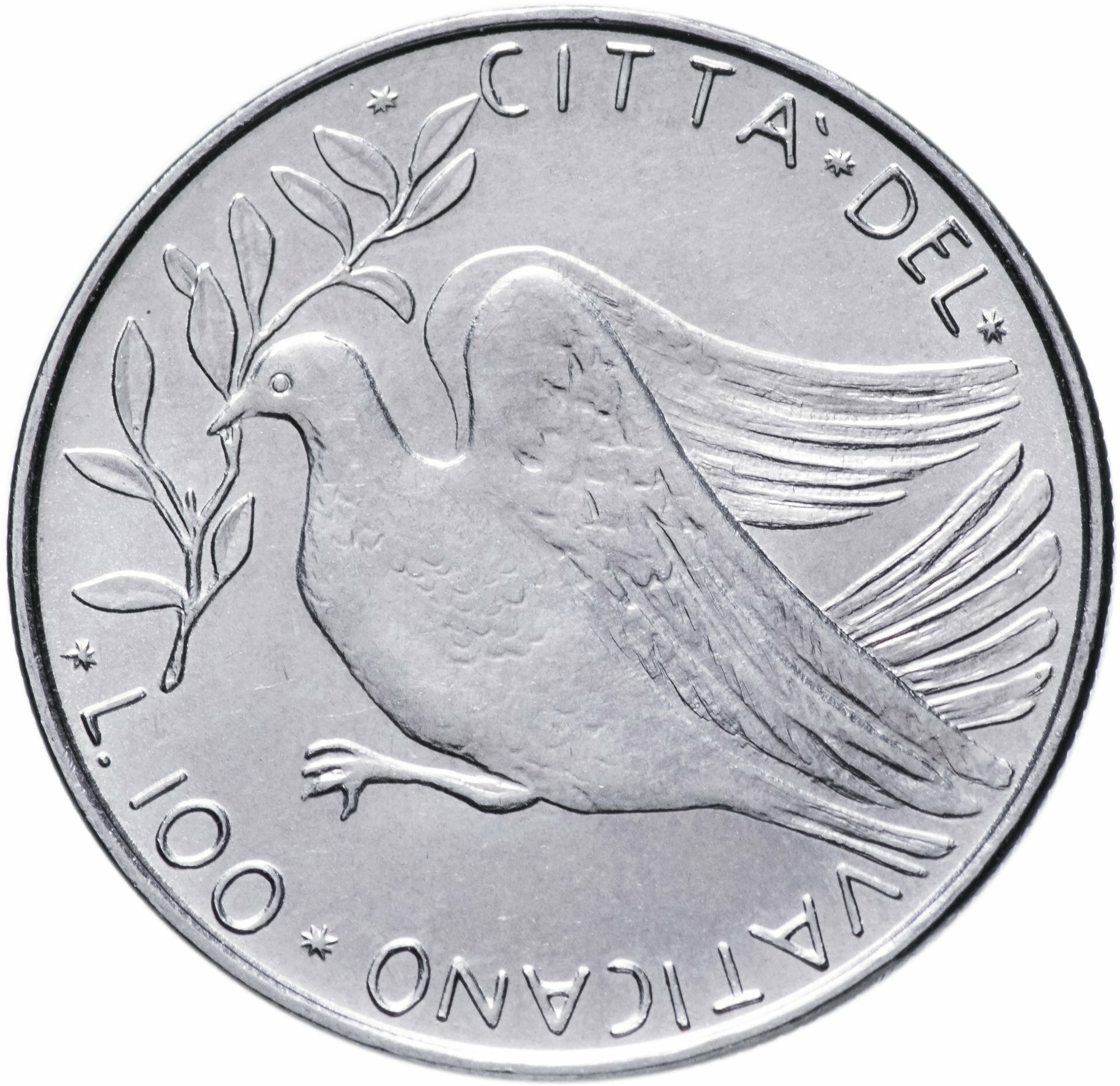 Ватикан 100 лир lire 1973, Сталь, в сохранности UNC