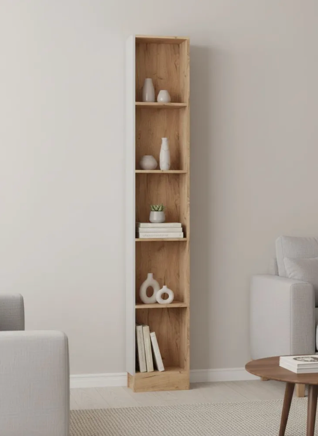 Стеллаж прихожая Руэлла Торцевое завершение дуб крафт золотой/кашемир (200х2200х396мм)