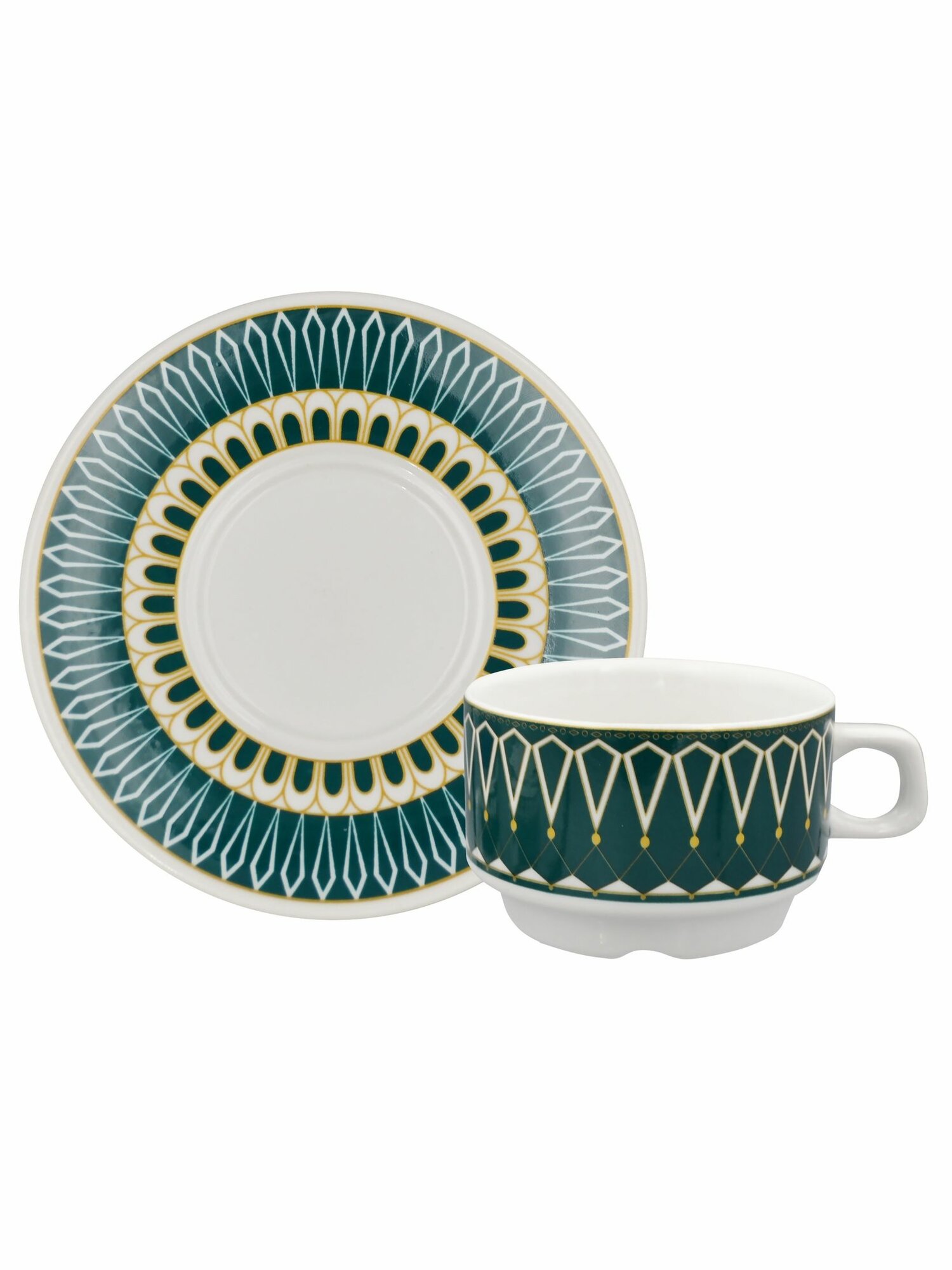 Чайная пара фарфоровая 250 мл, чашка с блюдцем, Дулево "Рут" ф. Штабелируемая