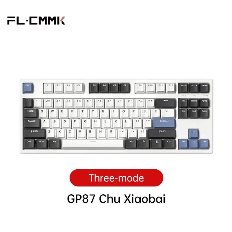 FL.Esports Игровая клавиатура беспроводная GP87, (Kailh White Box), Английская раскладка, белый, черный