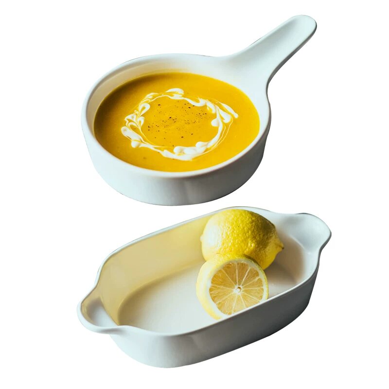 Белые прямоугольная и круглая керамические запекательные посуды для микроволновки, безопасные в печи, 25x20 см +