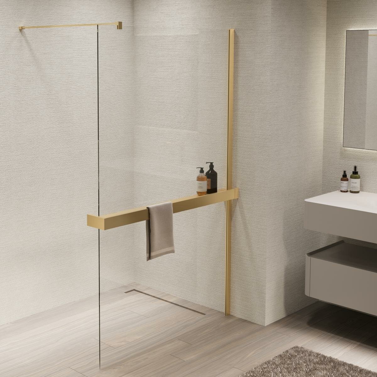 Душевая перегородка Vincea Walk in 110 VSW-1HR110CLG профиль цвет Матовый золотой стекло прозрачное